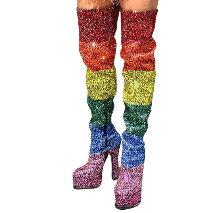 Crystal Dreams Sparkling Pride Rainbow Boots – Queer In The World: The Shop
