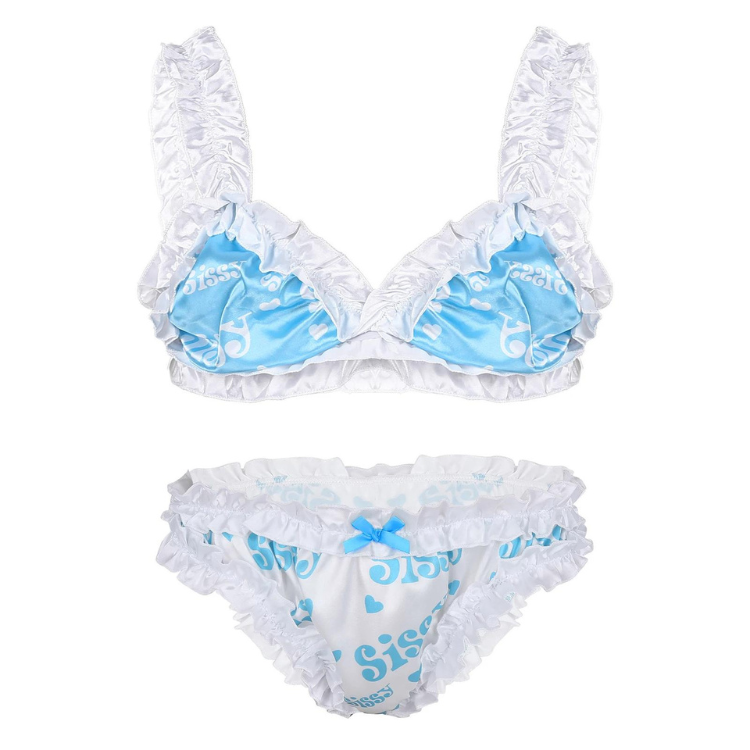 Genderfluid Ruffled Satin Lace Bralette Set – Queer In The World: The Shop