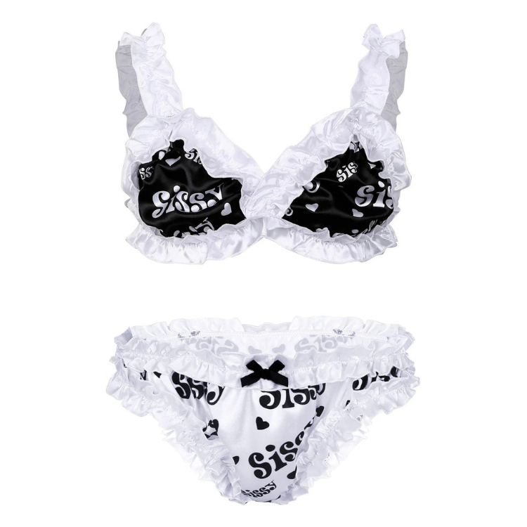 Genderfluid Ruffled Satin Lace Bralette Set – Queer In The World: The Shop