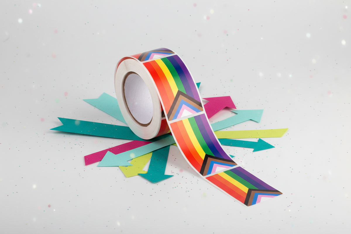 250 LGBT Progress Pride Flag Stickers On A Roll – Queer In The World ...