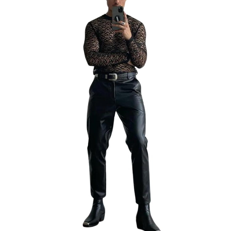 Noir Lace Slim Sheer Top – Queer In The World: The Shop