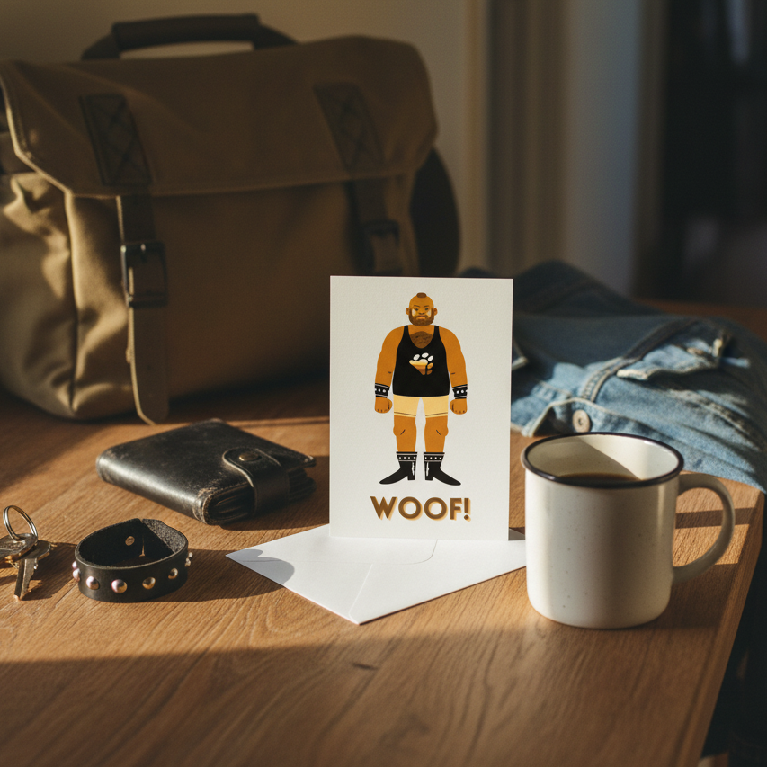 Woof! Gay Bear Postcard – Queer In The World: The Shop
