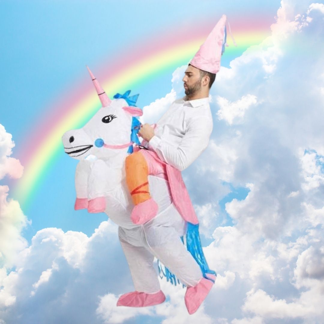 Inflatable Person Riding A Unicorn Costume – Queer In The World: The Shop