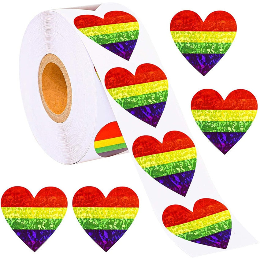 500 LGBT Pride Heart Stickers On A Roll – Queer In The World: The Shop