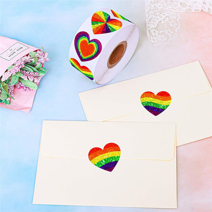 500 LGBT Pride Heart Stickers On A Roll – Queer In The World: The Shop