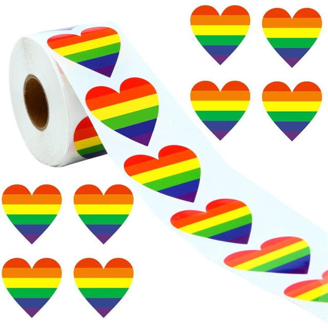 500 LGBT Pride Heart Stickers On A Roll – Queer In The World: The Shop