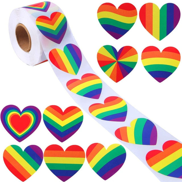 500 LGBT Pride Heart Stickers On A Roll – Queer In The World: The Shop